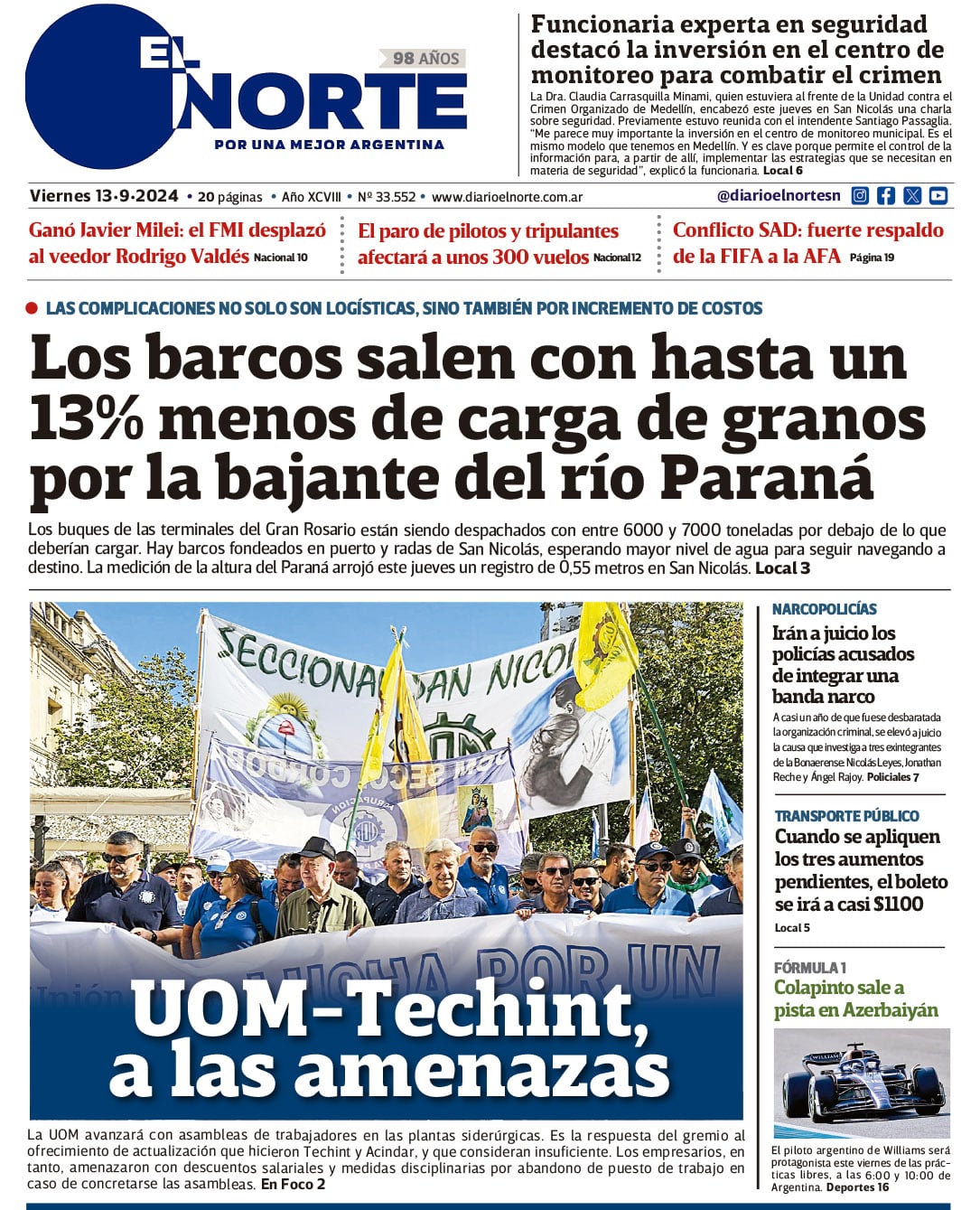 Diario EL NORTE –edición digital- viernes 13 de septiembre 2024 ...