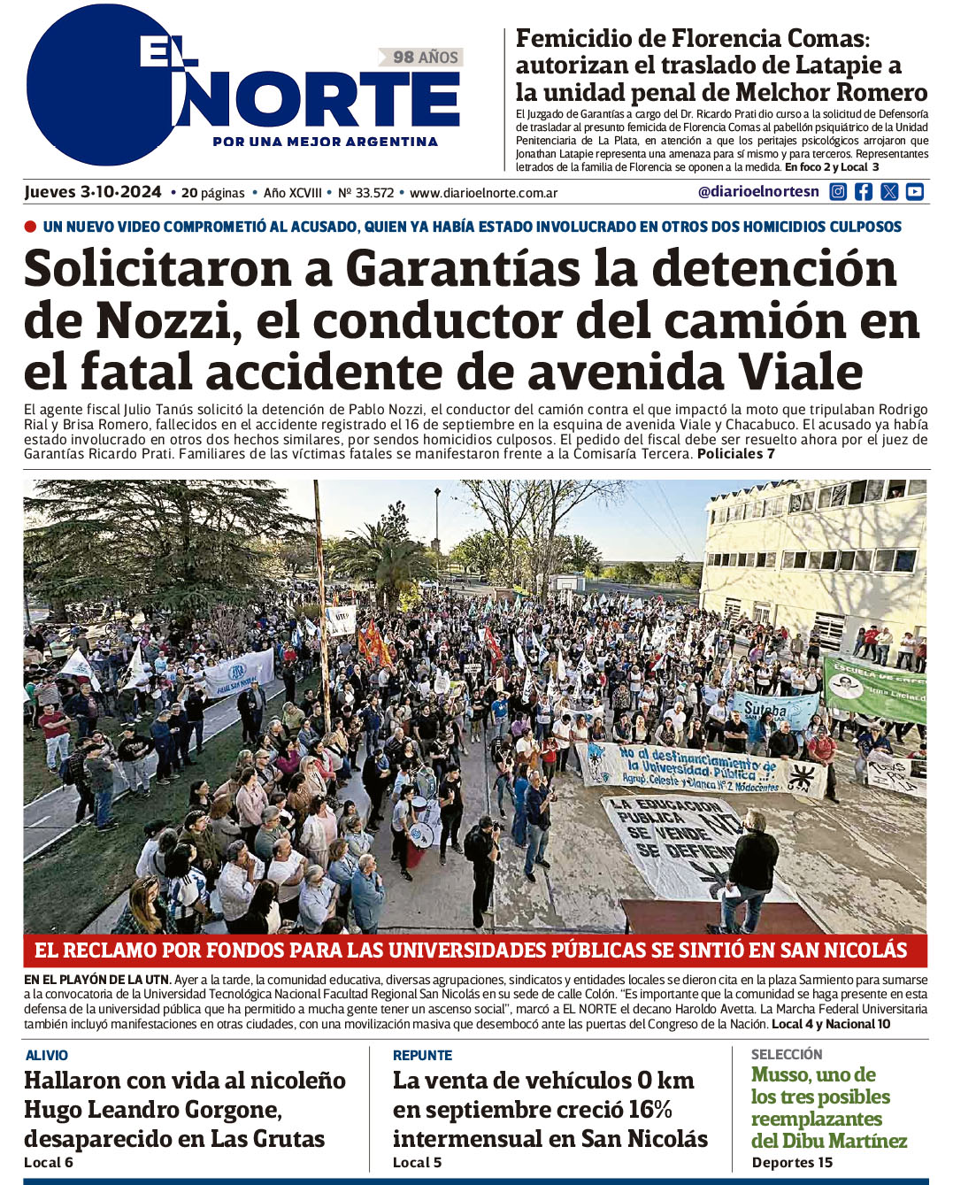 Diario EL NORTE –edición digital- jueves 3 de octubre 2024 | Diario El ...